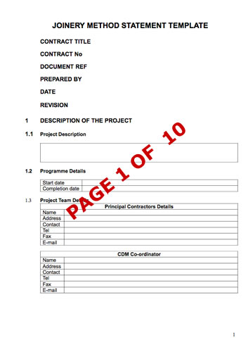 Joinery Method Statement Templates